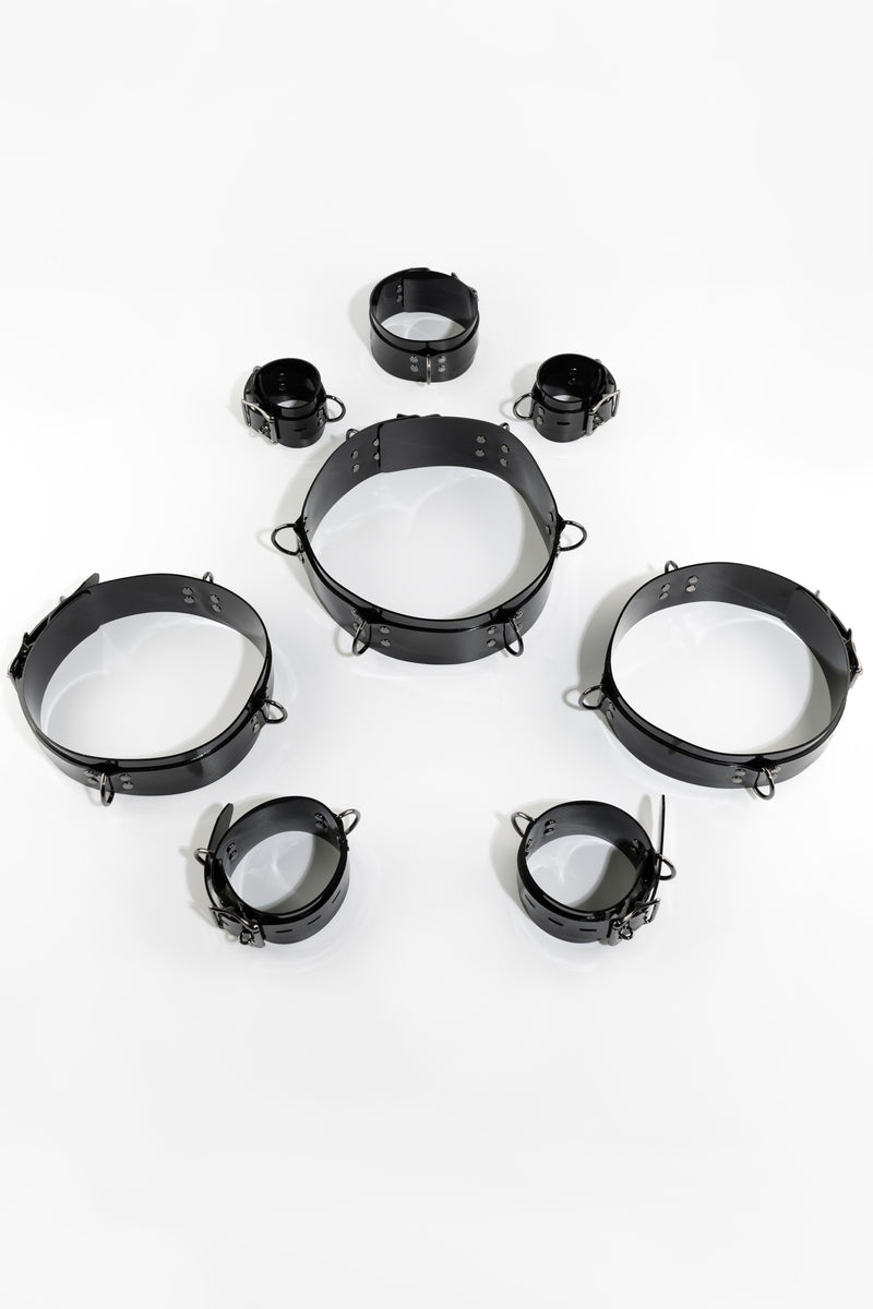 Full body lockable restraints set, black/black