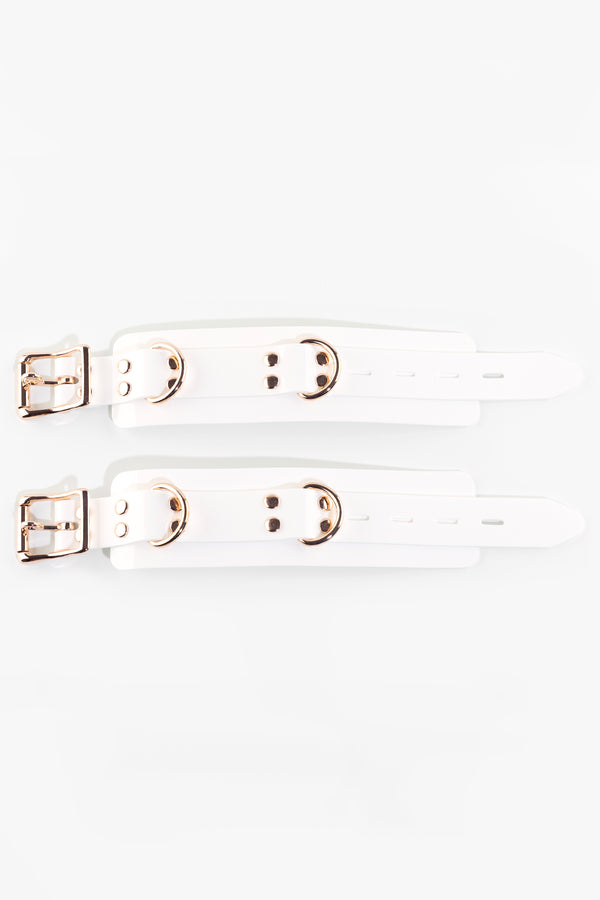 Lockable wrist cuffs, white/gold