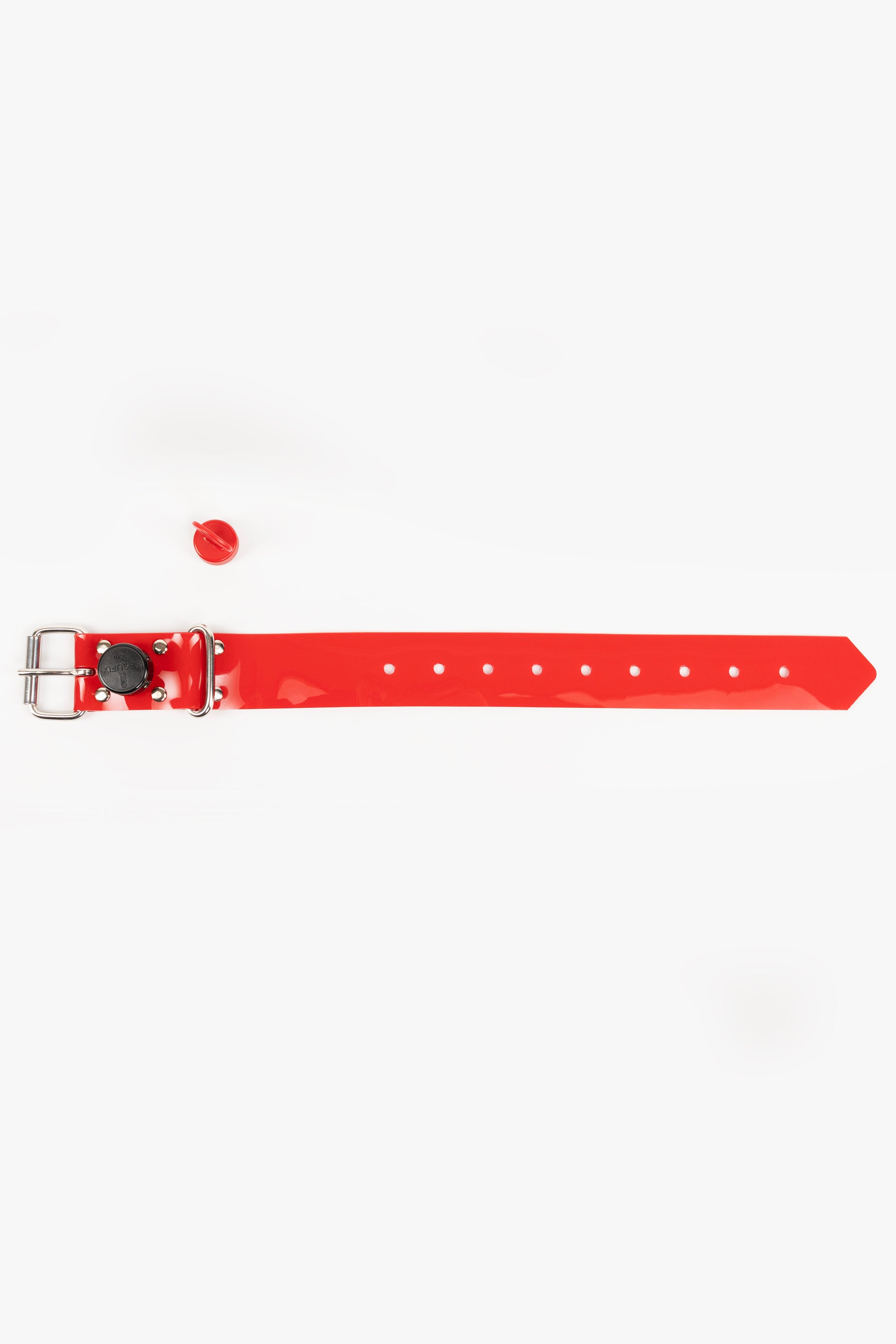 Bondage PVC strap lockable segufix 40 mm, different lengths, red/chrom