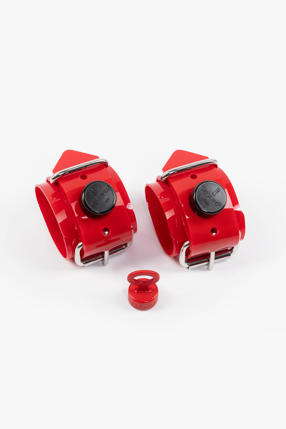 Lockable segufix wrist cuffs, red/chrome